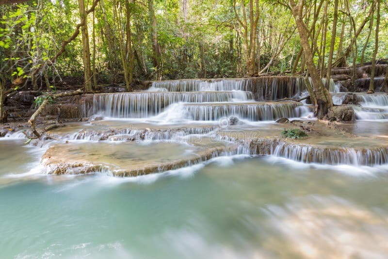 Tropical Natural Stream Waterfalls on Deep Forest Stock Image - Image ...