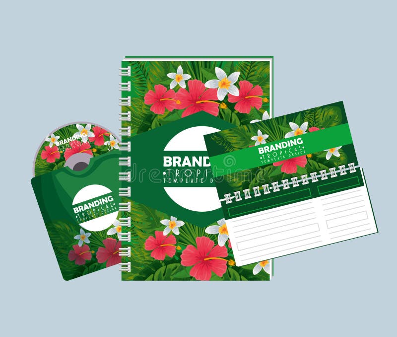 Notebook with Tropical Style and Smartphone Branding Stock Image ...