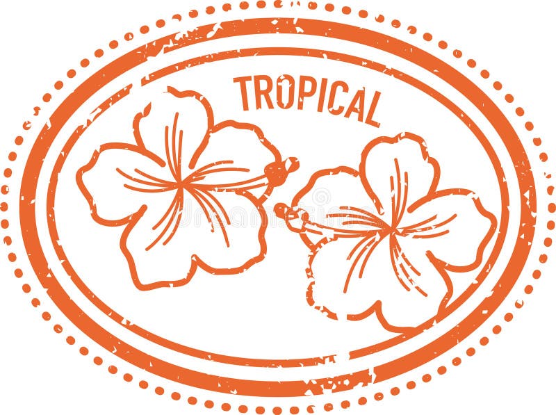 Tropical Oval Flowers Stamp Stock Vector - Illustration of tropical ...