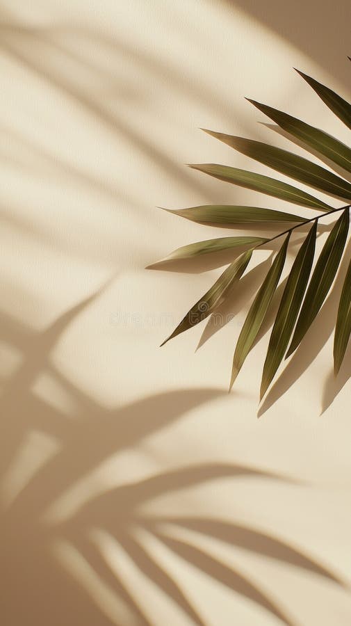 Tropical Palm Leaf is Casting Beautiful Shadow on a Beige Background ...
