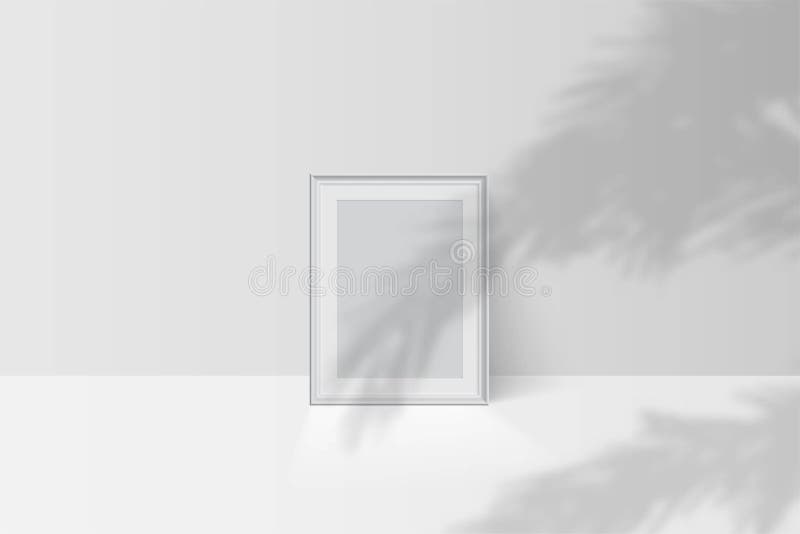Tropical Palm Leaf Shadow Falls on Blank Vertical White Picture Frame ...
