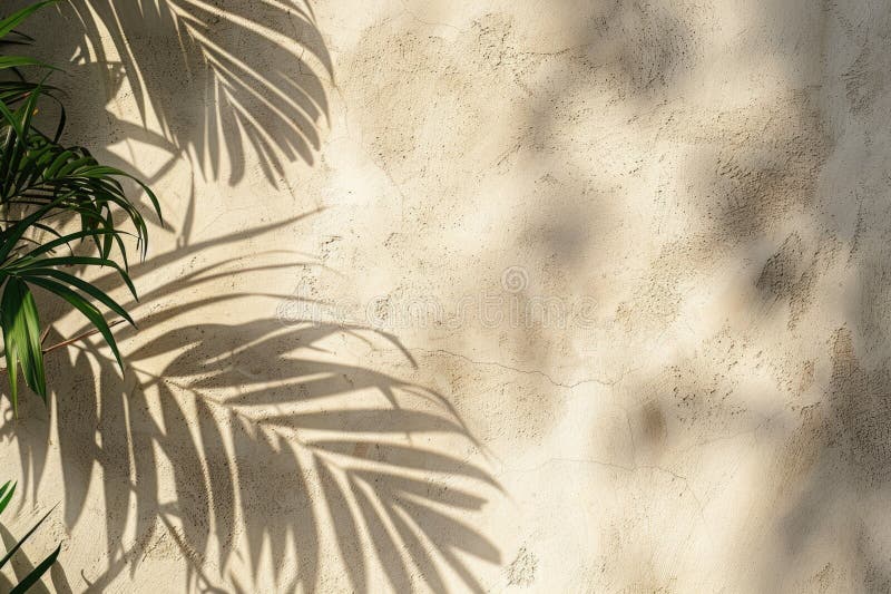 Tropical Palm Leaf Shadows on Textured Beige Wall - Elegant Nature ...