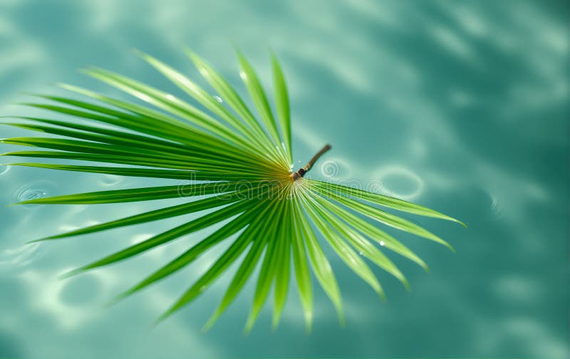 Tropical Palm Leaves Floating on the Water Surface. Sun Glare. Tropical ...