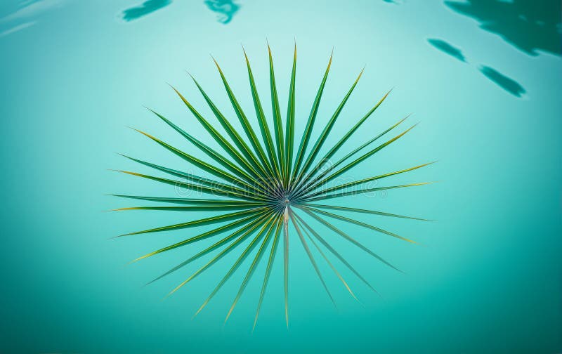 Tropical Palm Leaves Floating on the Water Surface. Sun Glare. Tropical ...