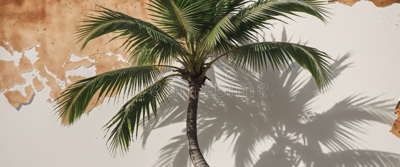 Tropical Palm Shadow Cast on Brown and White Torn Paper Background ...