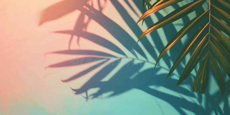 Tropical Palm Shadow on Pastel Wall Stock Illustration - Illustration ...