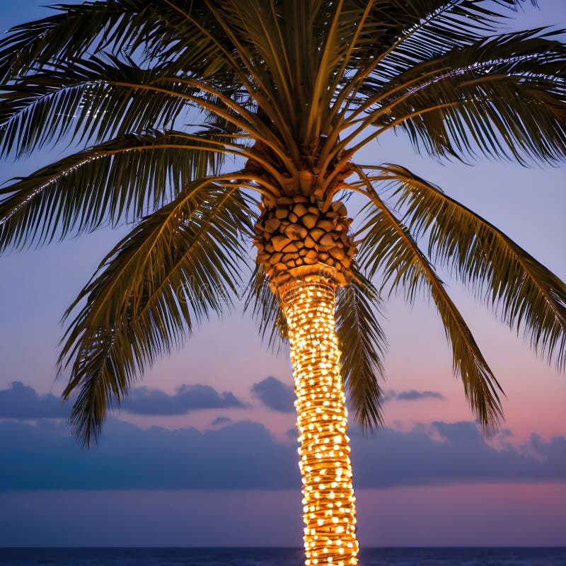 Tropical Palm Tree with Christmas Lights Stock Illustration ... Tropical Palm Tree with Christmas Lights Stock Illustration ...