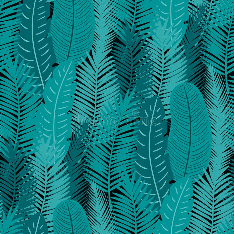 Tropical Palm Tree Leaves, Ferns Seamless Pattern Stock Vector ...