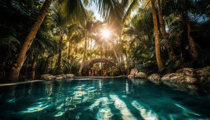 Tropical Palm Tree Oasis, Perfect for Vacations Generated by AI Stock ...