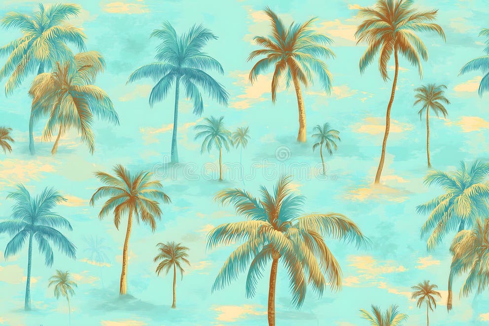 Palm Tree Patterns with Subtle Sunset Gradients Stock Illustration ...