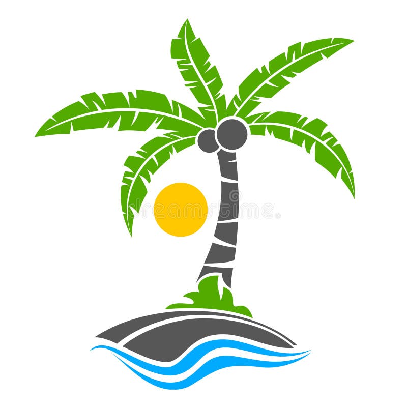 Tropical Palm Tree with Sun Stock Vector - Illustration of lifestyle ...