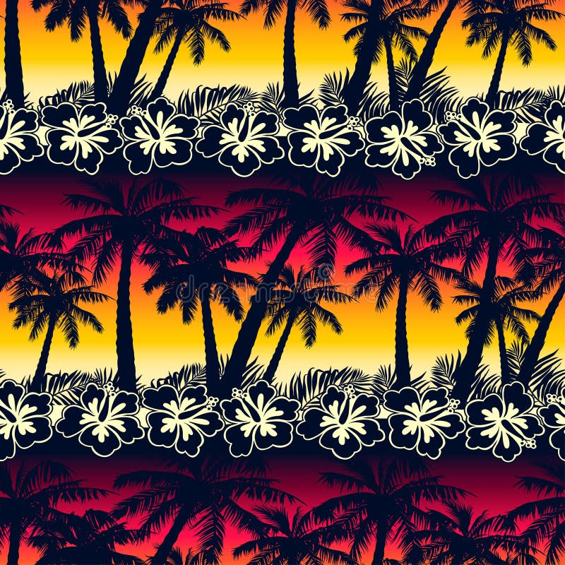 Palm Tree Sunset Pattern Stock Illustrations – 2,502 Palm Tree Sunset ...