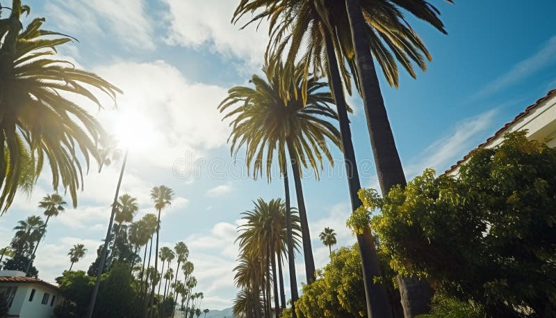 Tropical Palm Tree Sways Under the Summer Sun Generated by AI Stock ... Tropical Palm Tree Sways Under the Summer Sun Generated by AI Stock ...