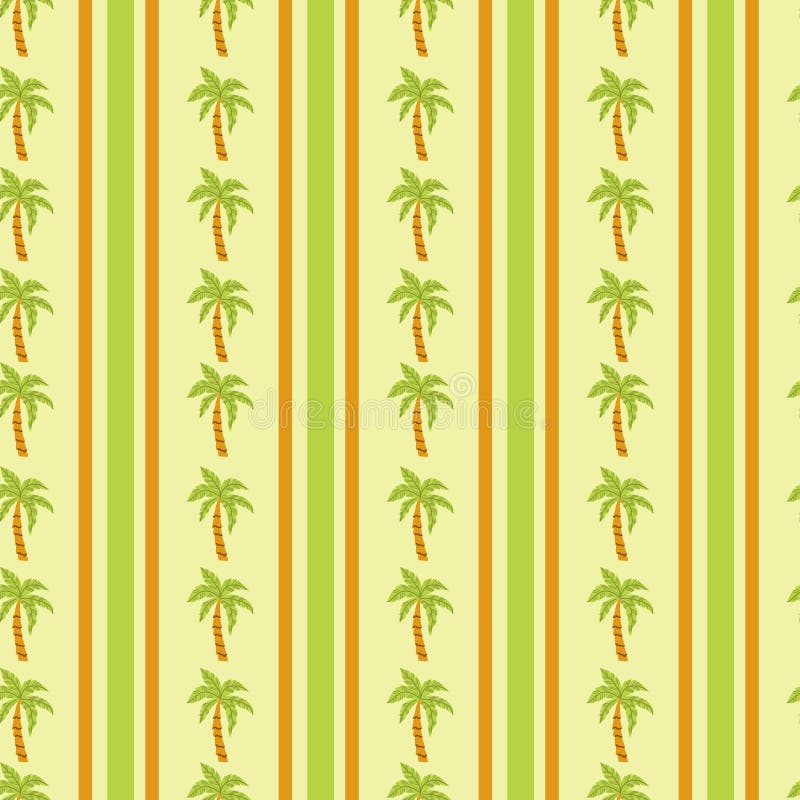 Tropical Palm Tree Wallpaper Pattern with Green and Yellow Stripes ...