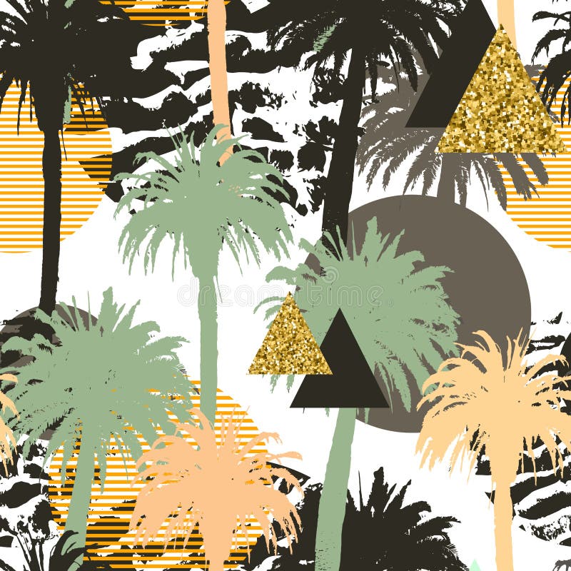 Tropical Palm Trees Seamless Background Stock Vector - Illustration of ...