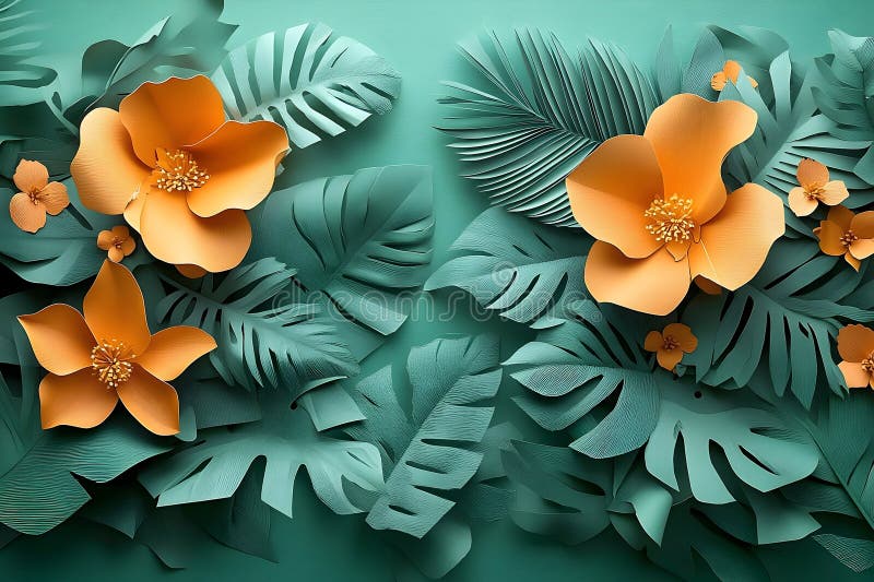Tropical Paper Flowers stock illustration. Illustration of summer ...