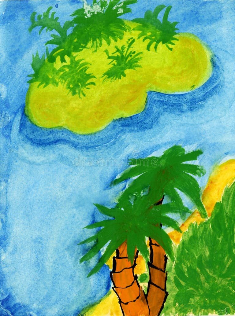 Tropical Paradise Child Drawing Stock Illustrations – 646 Tropical ...