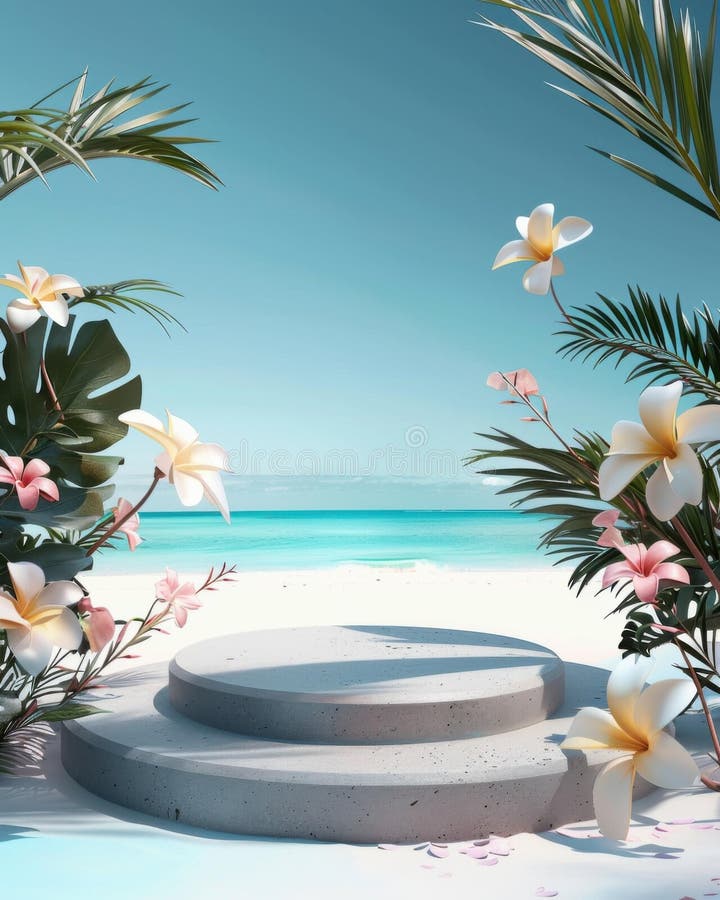 Tropical Paradise: Circular Steps on a Pristine Beach Stock ...