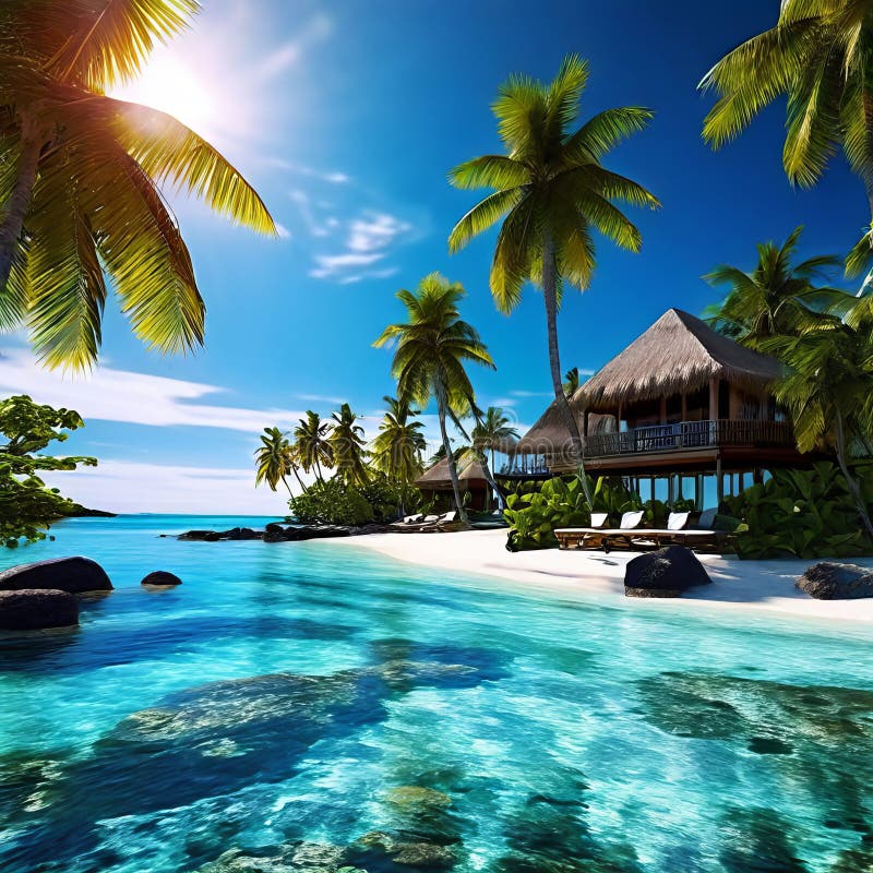 Tropical Paradise Resort a Luxurious Resort Stting with Palm Tr Stock ...