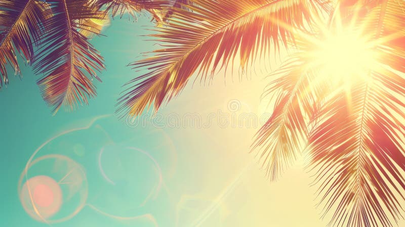 Tropical Paradise: Sun Flare through Palm Leaves Stock Image - Image of ...