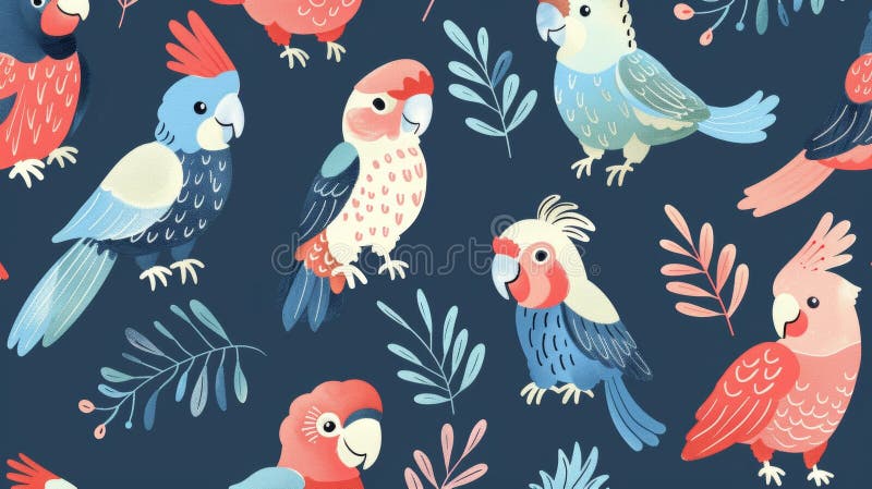 Tropical Parrot Pattern, Unique Parrot Illustrations in Fun Poses ...