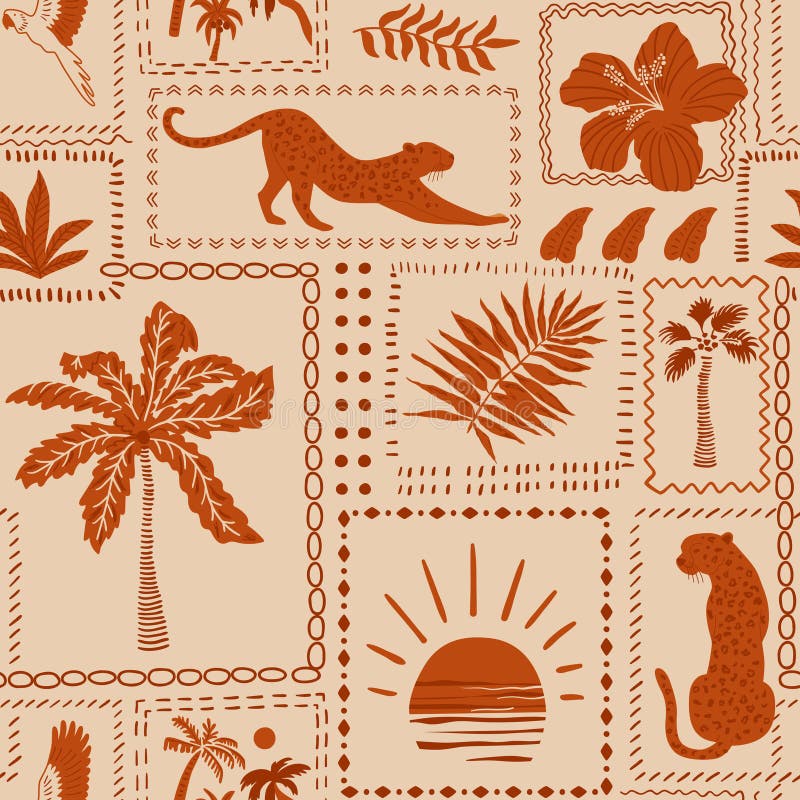 Jungle Seamless Beige Background Stock Illustrations – 8,496 Jungle ...