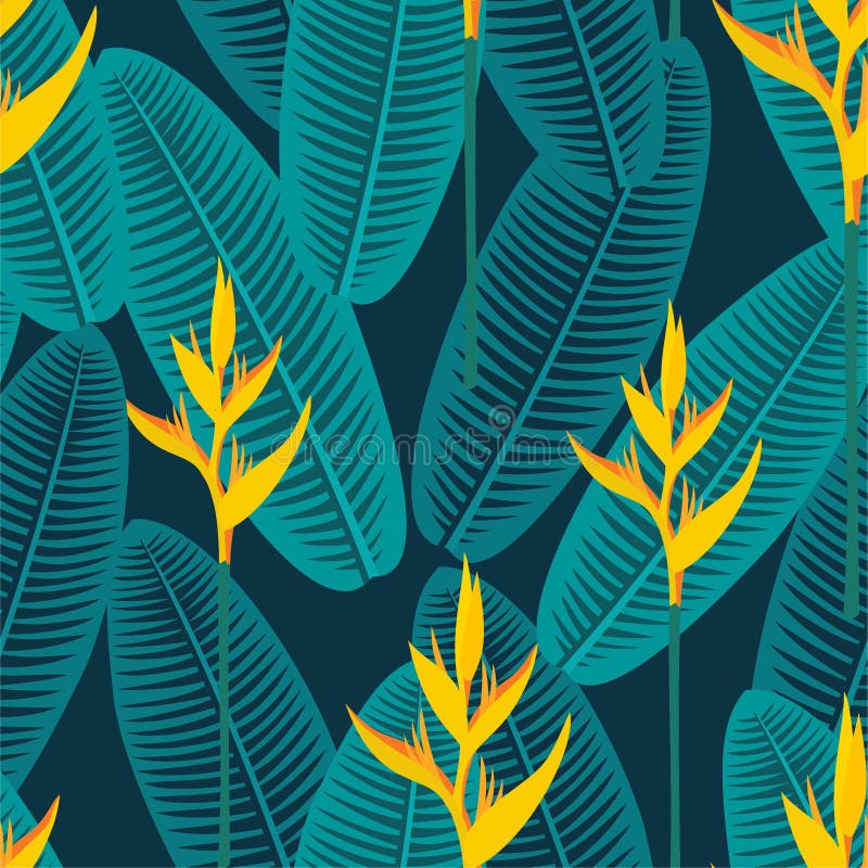 Tropical Pattern with Flowers. Vector Seamless Texture. Stock ...