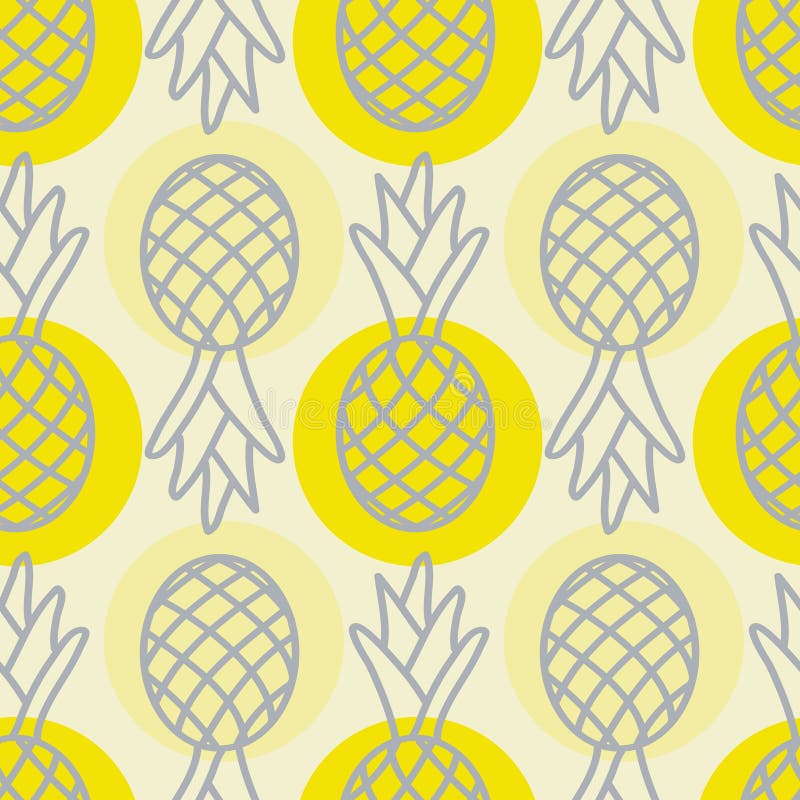 Tropical Pineapple Seamless Pattern, Cute Summer Background Pineapple Yellow Gray, Cute ...