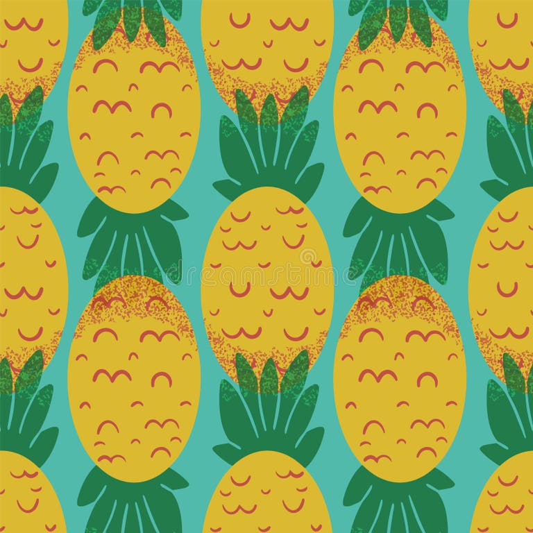 Tropical Pineapple Summer Vector Pattern Design Stock Vector ...