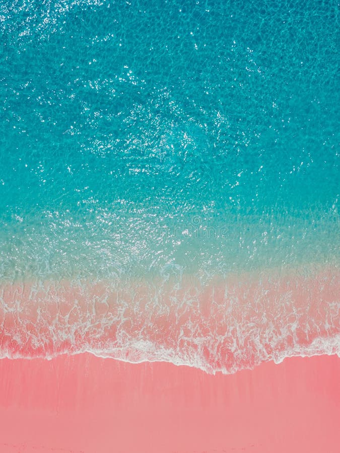 Pink Sand Beach with Blue Ocean on Komodo Islands Stock Image - Image ...