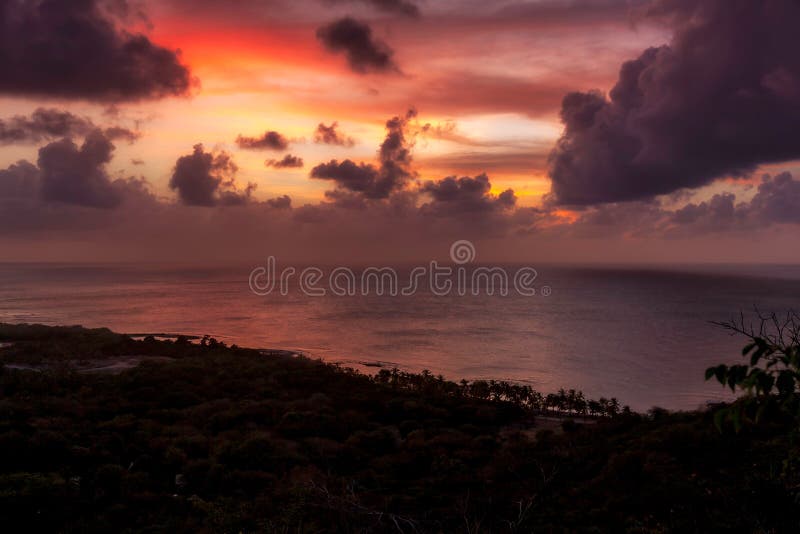 Tropical Pink Sunset Over Tropical Water Stock Image - Image of haven ...