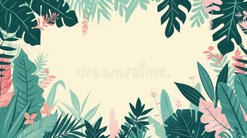 Tropical Plant Frame Background with Exotic Foliage Stock Image - Image ...