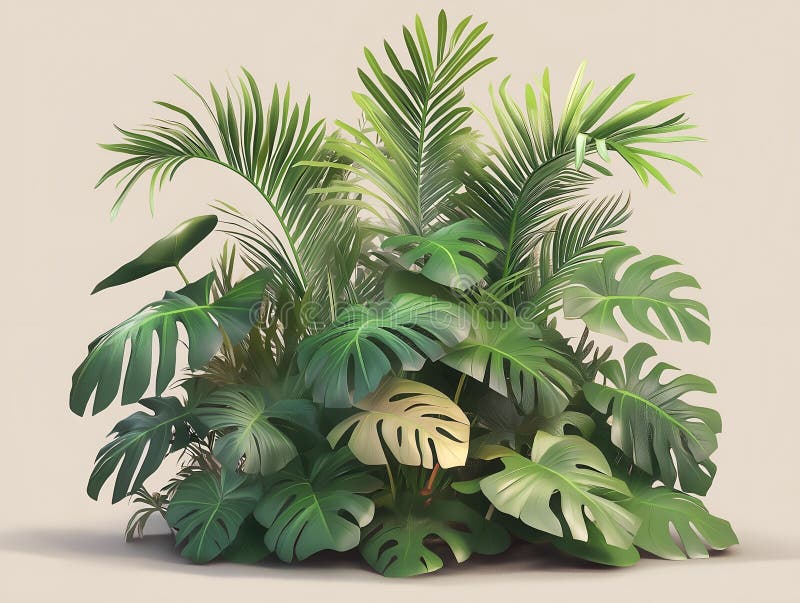 Tropical Plant Grouping, Lush Greenery, Variety of Leaf Textures Stock ...