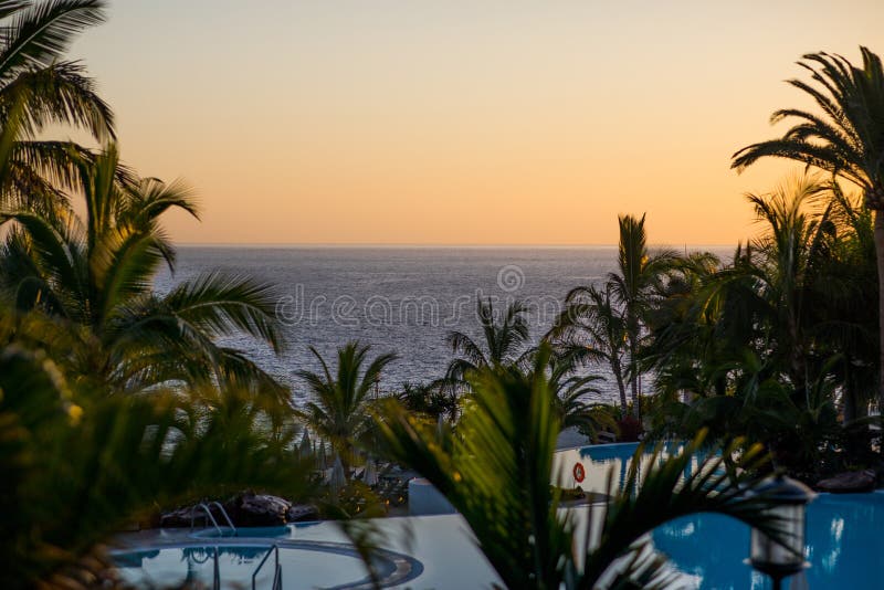 Tropical Pool Side View in Tenerife Stock Image - Image of holidays ...