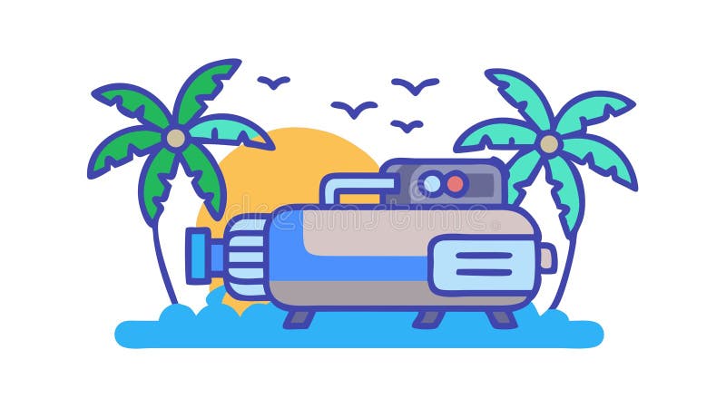 Tropical Power Generator, Island Energy Solution, Vector Design ...