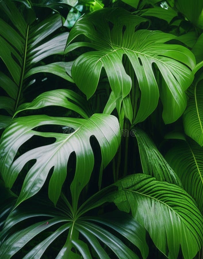 Tropical Rain Forest Plants and Leaves in Amazon Stock Illustration ...