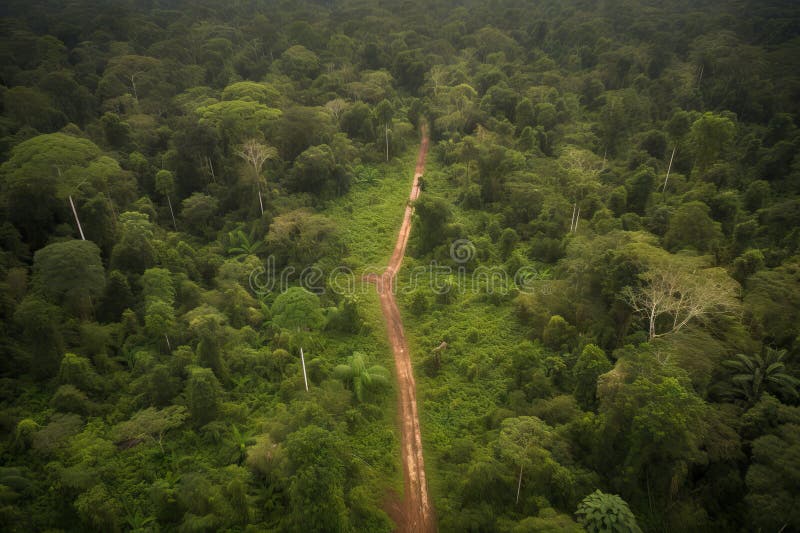 Tropical Rainforest with Clearings and Paths Created by Logging ...