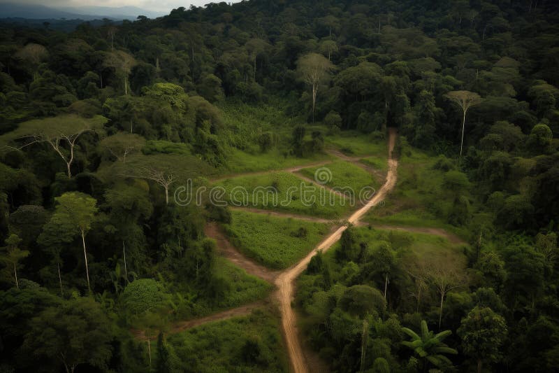 Tropical Rainforest with Clearings and Paths Created by Logging ...