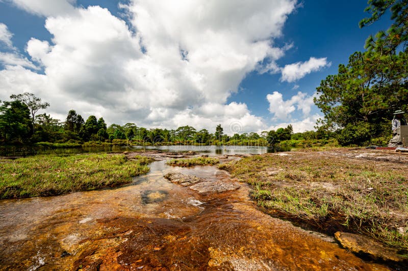 Tropical Rainforest Scenery View of Rock Around the Anodad Pond on Phu ...