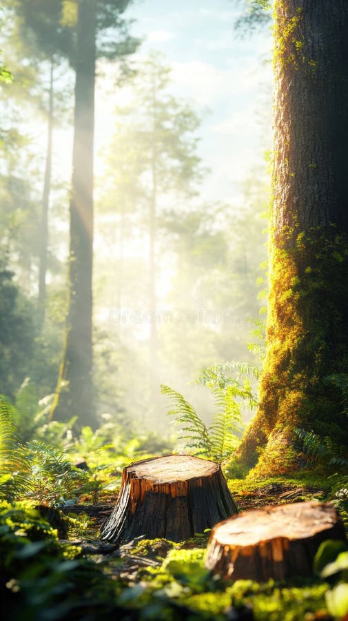 Tropical Rainforest Showing Signs of Deforestation with Tree Stumps and ...