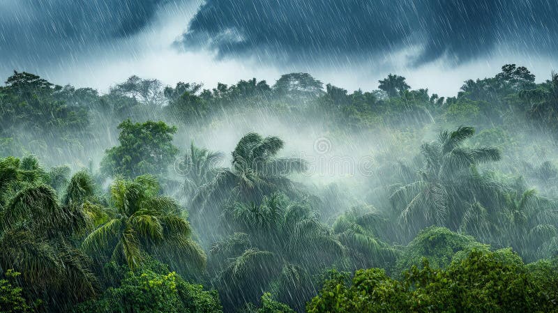 Tropical Rainforest during a Storm Stock Image - Image of greenery ...