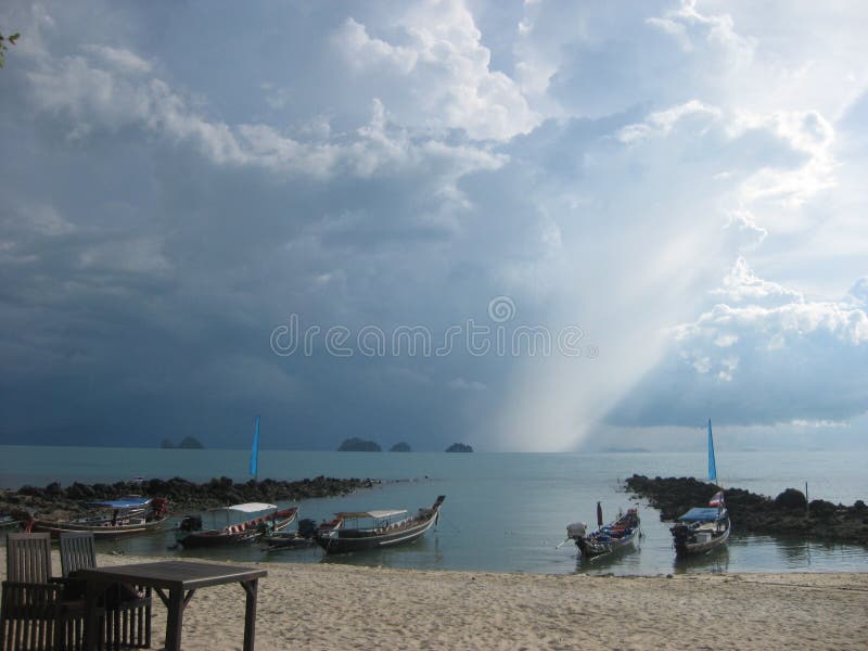 Tropical Rainstorm Approaching The Beach Stock Image - Image of sandy ...