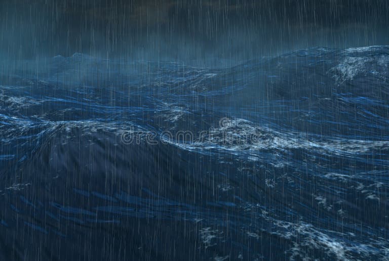 Tropical Rainy Cyclone on the Ocean Stock Illustration - Illustration ...
