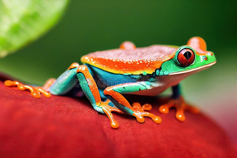 Tropical Red Eyed Tree Frog with Bright Red Back Stock Illustration ...