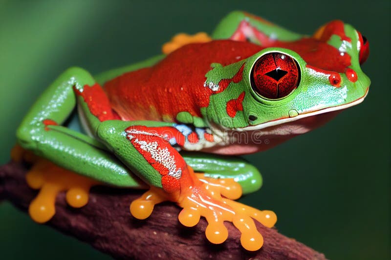 Tropical Red Eyed Tree Frog with Bright Red Back Stock Illustration ...