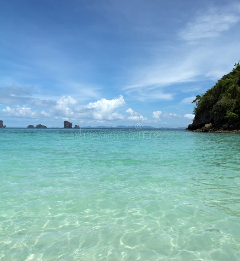 Tropical Remote Island in the Ocean Stock Photo - Image of cloud ...
