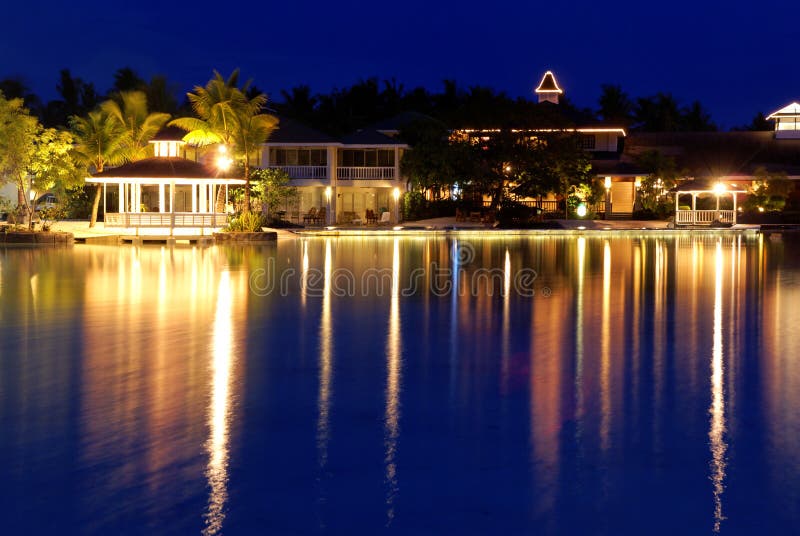 Tropical resort at night stock image. Image of lifestyle - 10526323