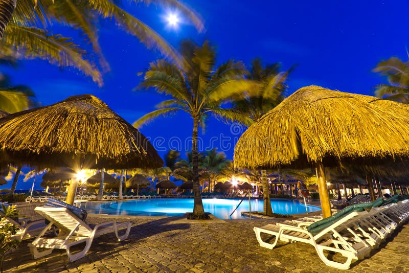 Tropical resort at night stock image. Image of beautiful - 20995705