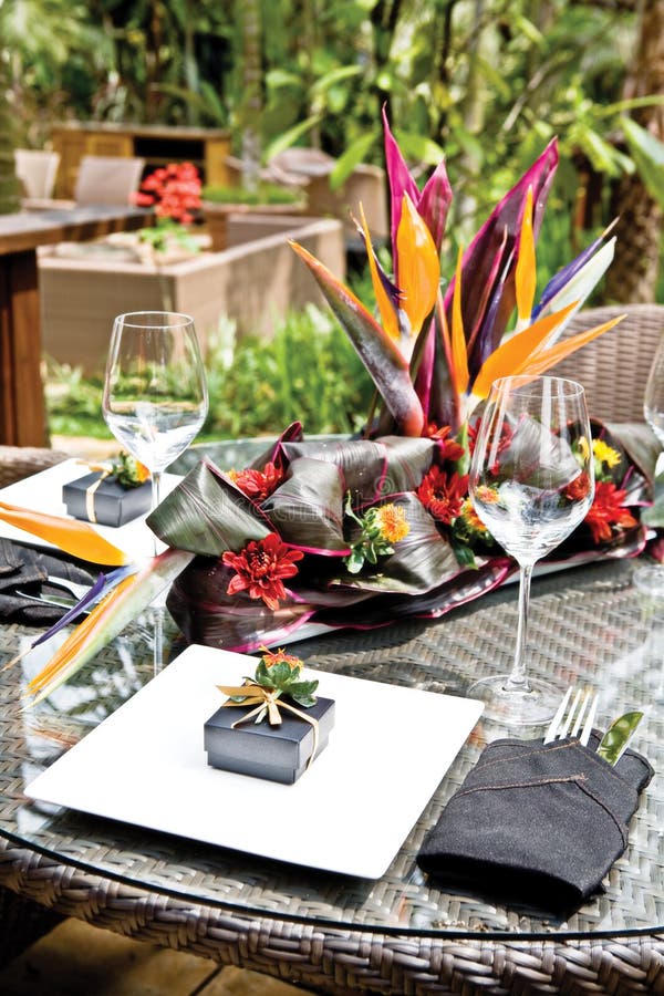 Tropical Resort Style Table Setup Stock Image - Image of gorgeous ...