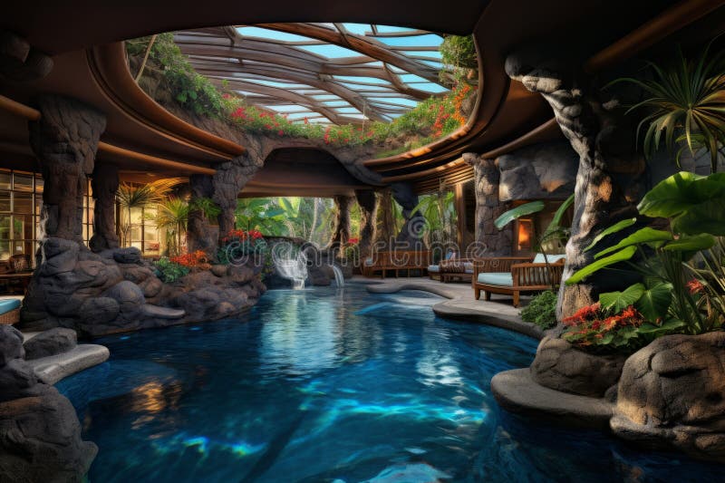 Tropical Resort with Waterfall Pool - AI Generated Stock Photo - Image ...